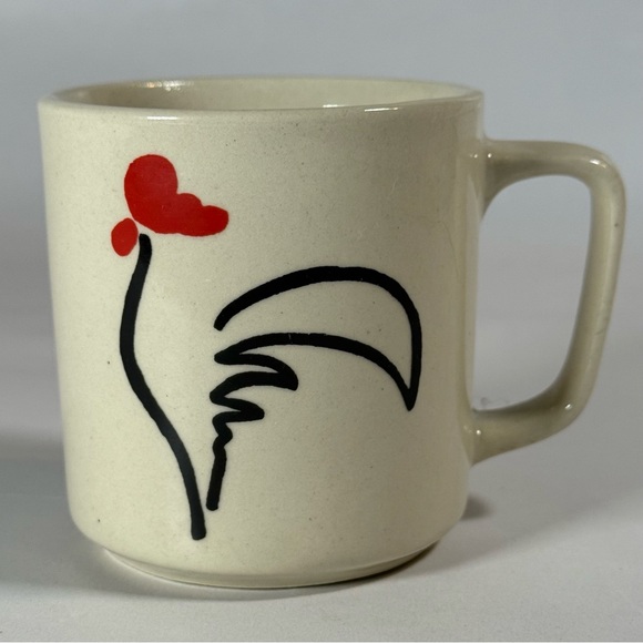 Kitchen | Vintage Chicken Rooster Coffee Mug Cream Color With Red Black ...